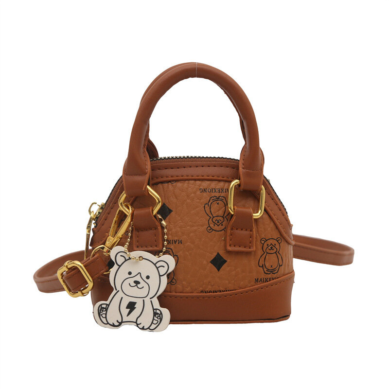 Детская сумка с мультяшным медведем для девочек 2025 года, модная универсальная сумка-ракушка, маленькая сумочка через плечо