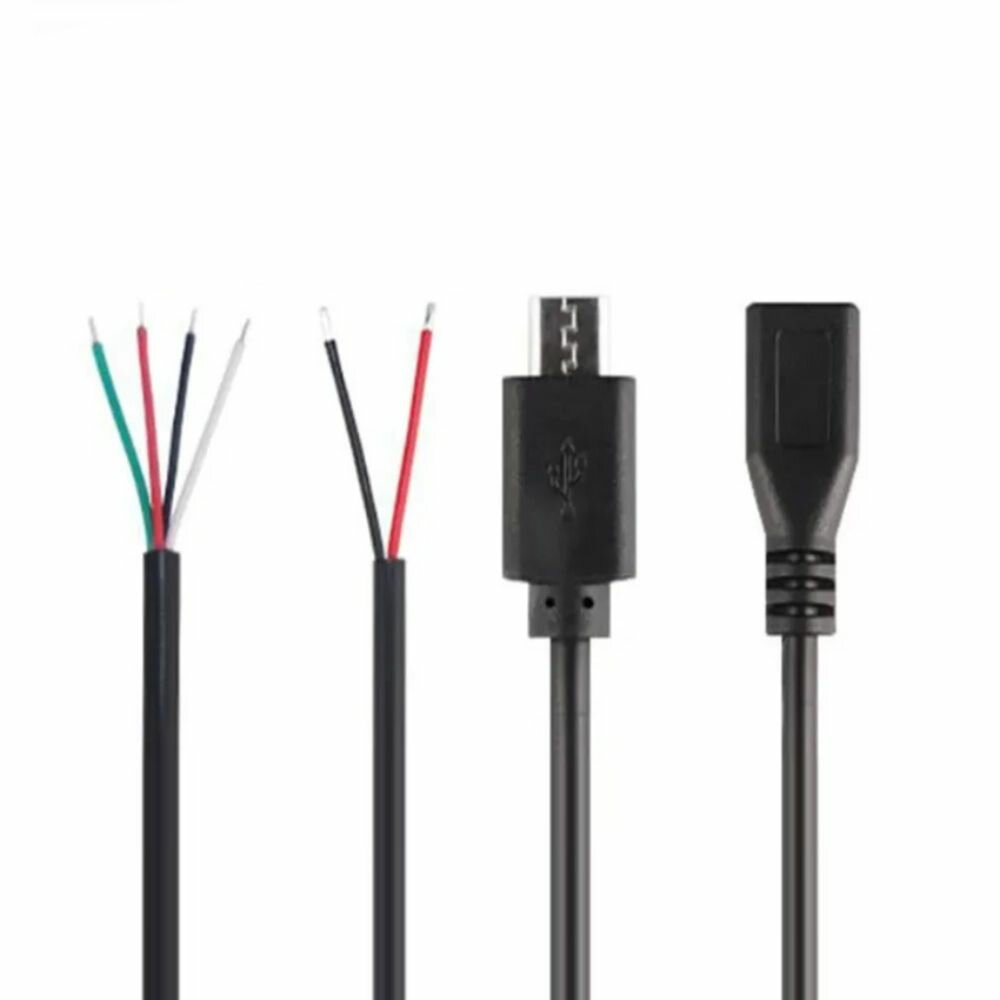 Кабель для зарядки и передачи данных своими руками, разъемы Type-C, Micro USB, A (гнездо/штекер), удлинительный кабель питания, 2 4-контактный, 2-жильный/4-жильный, длина 0,5 м/2 м.
