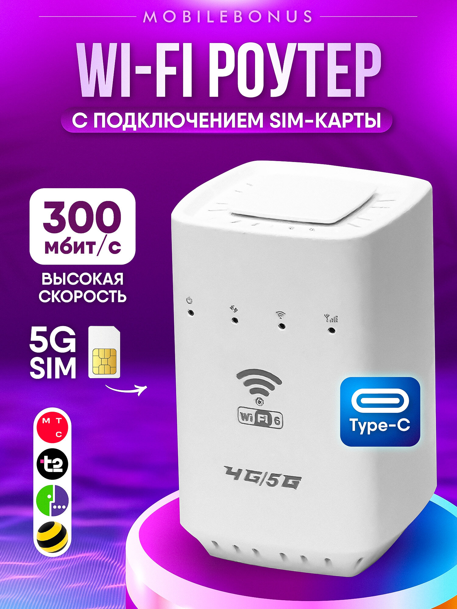 Точка доступа 4G WiFi Роутер с сим картой 4G LTE модем