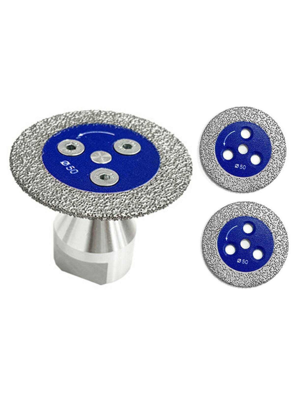 Фланец M14 с 3 алмазными пильными дисками диаметром 50 мм