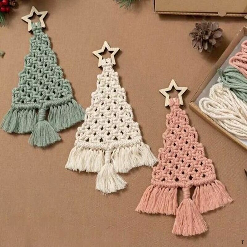 Набор макраме для начинающих с пошаговыми видеоуроками, стартовый набор для рукоделия рождественской елки для взрослых и детей своими руками a8c4