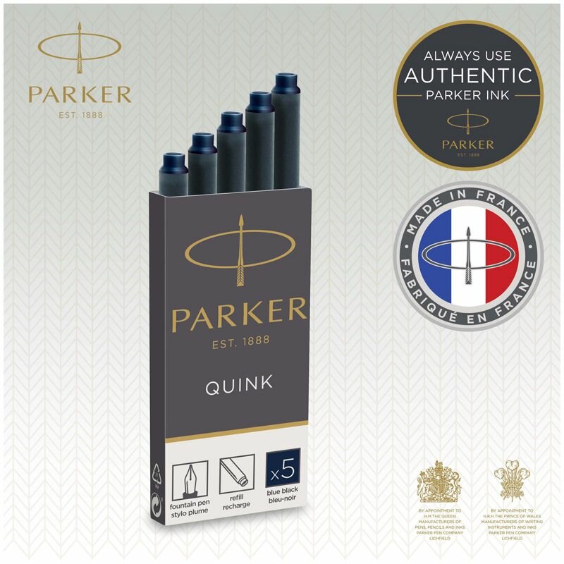 Картриджи чернильные Parker "Cartridge Quink" темно синие, 5шт, картонная коробка