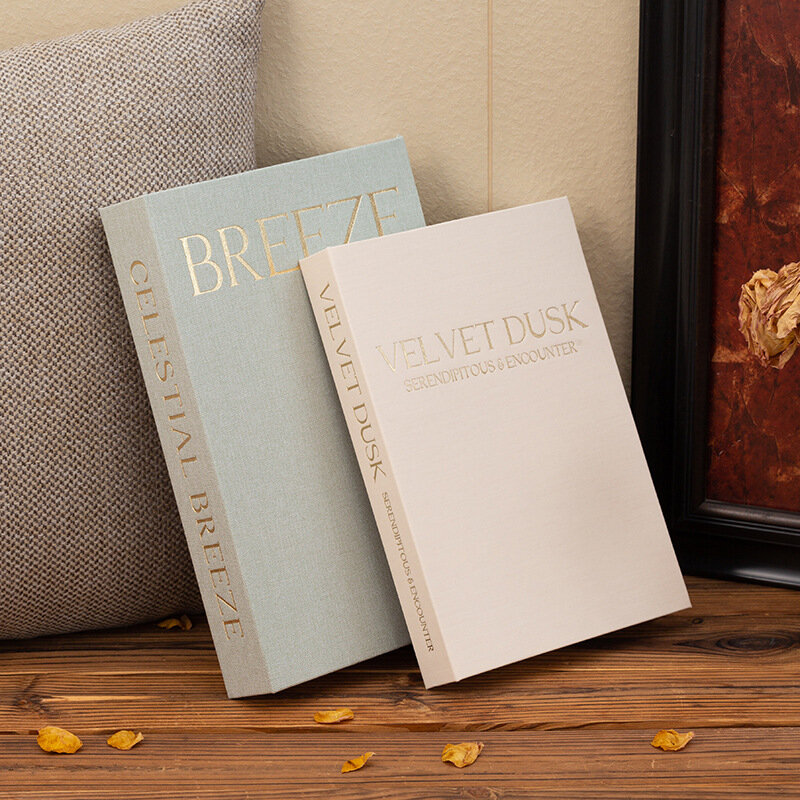 Льняной набор с золотым тиснением, магнитная открытая коробка, льняная ткань, может быть тиснена, декоративная книга, отдел продаж, книжный шкаф, имитация книги, образец