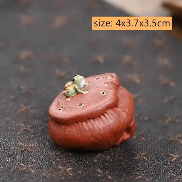 Китайская фиолетовая глиняная фигурка чайного питомца, ручная работа, модель лотоса и арбуза, скульптура, украшения для чайного сервиза, декоративные элементы для чайного сервиза.