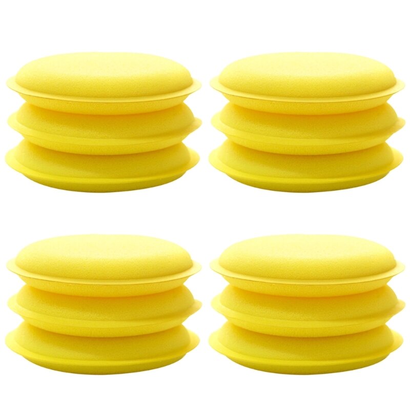 12шт Автомобильная Круглая Восковая Полировка Восковая Пена Губка Аппликатор Колодки 10 см Чистящая Губка Чистая Шайба Инструмент Для Мытья Автомобиля Чистый