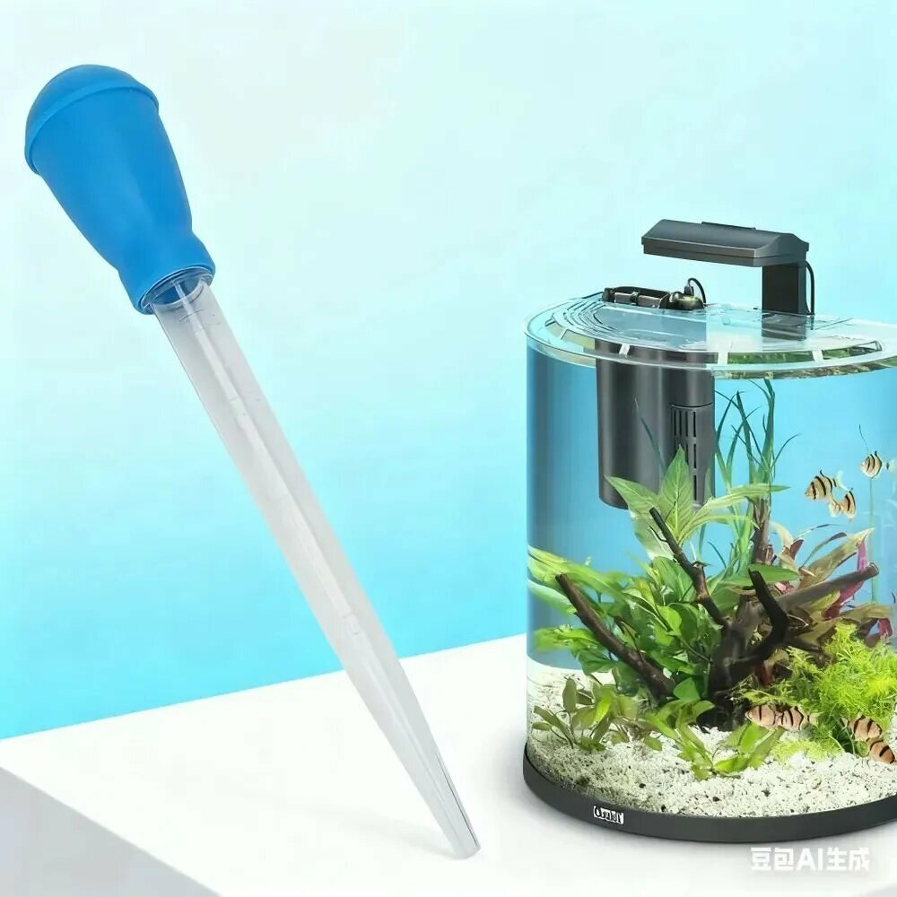 Пипетка для аквариума 45 см голубая, 50 мл для чистки и кормления рыбок, аксессуары для ухода