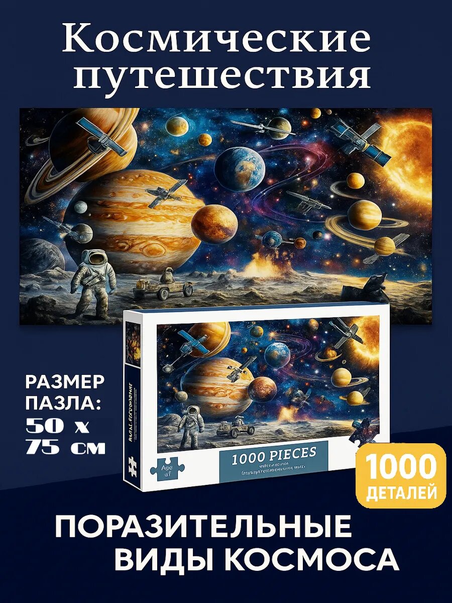 Пазл "Космос" — 1000 деталей, размер 50×75 см，Мояэкономка，Отличный подарок для любителей астрономии