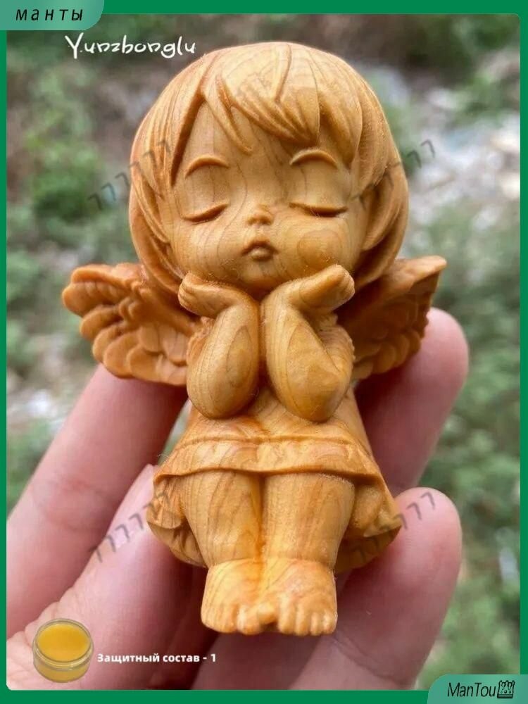 Эксклюзивная резная статуя ангела yunzhonglu, выполненная из натурального дерева для украшения вашего интерьера