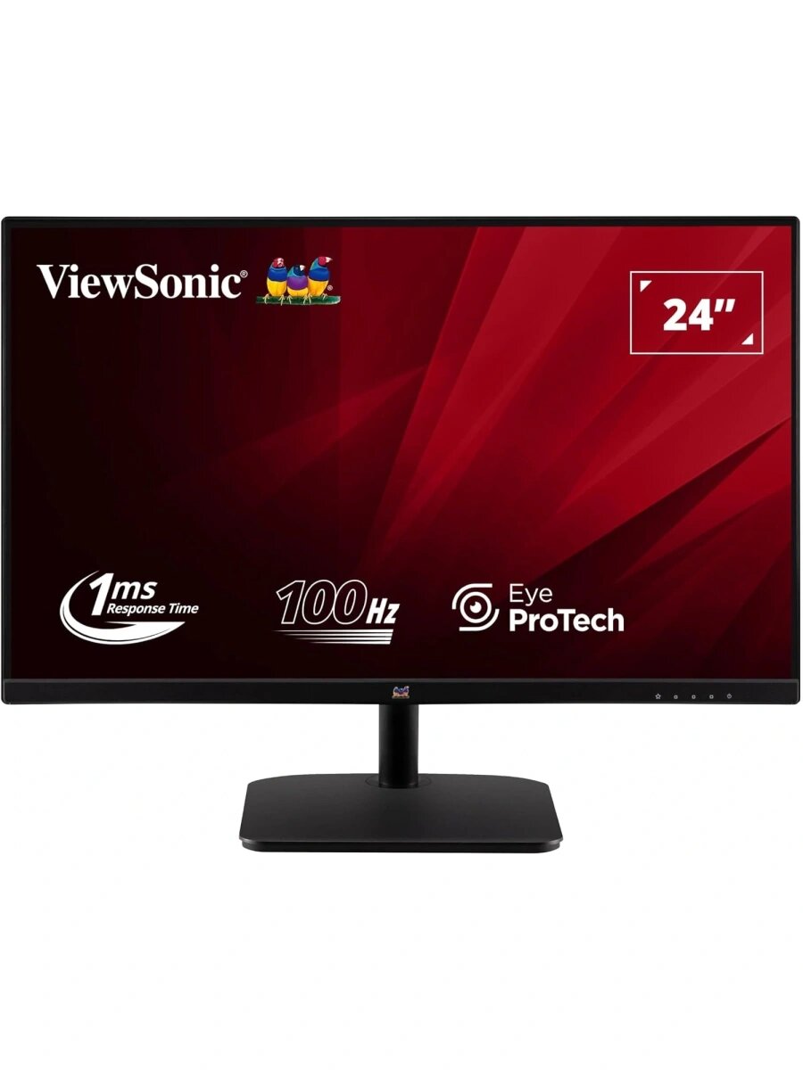 Монитор ViewSonic VA2432-H-2, диагональ 24", разрешение FHD, матрица IPS, черный