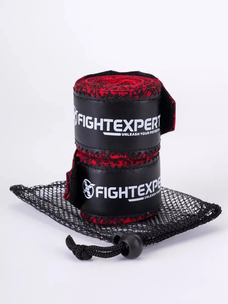 Профессиональный боксерский бинт Fight Expert Fancy красно-черный 2,5 метра