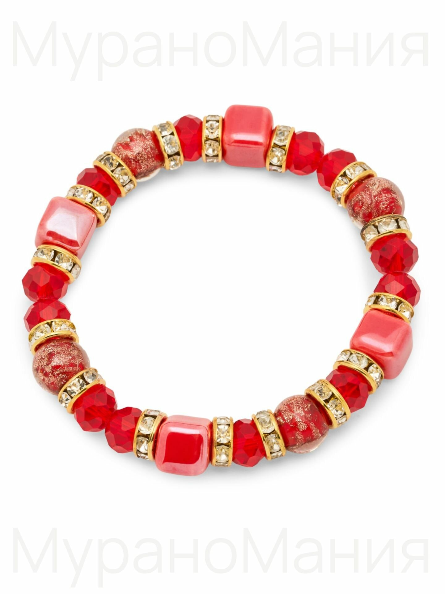 Браслет, кристалл, стекло, керамика, муранское стекло