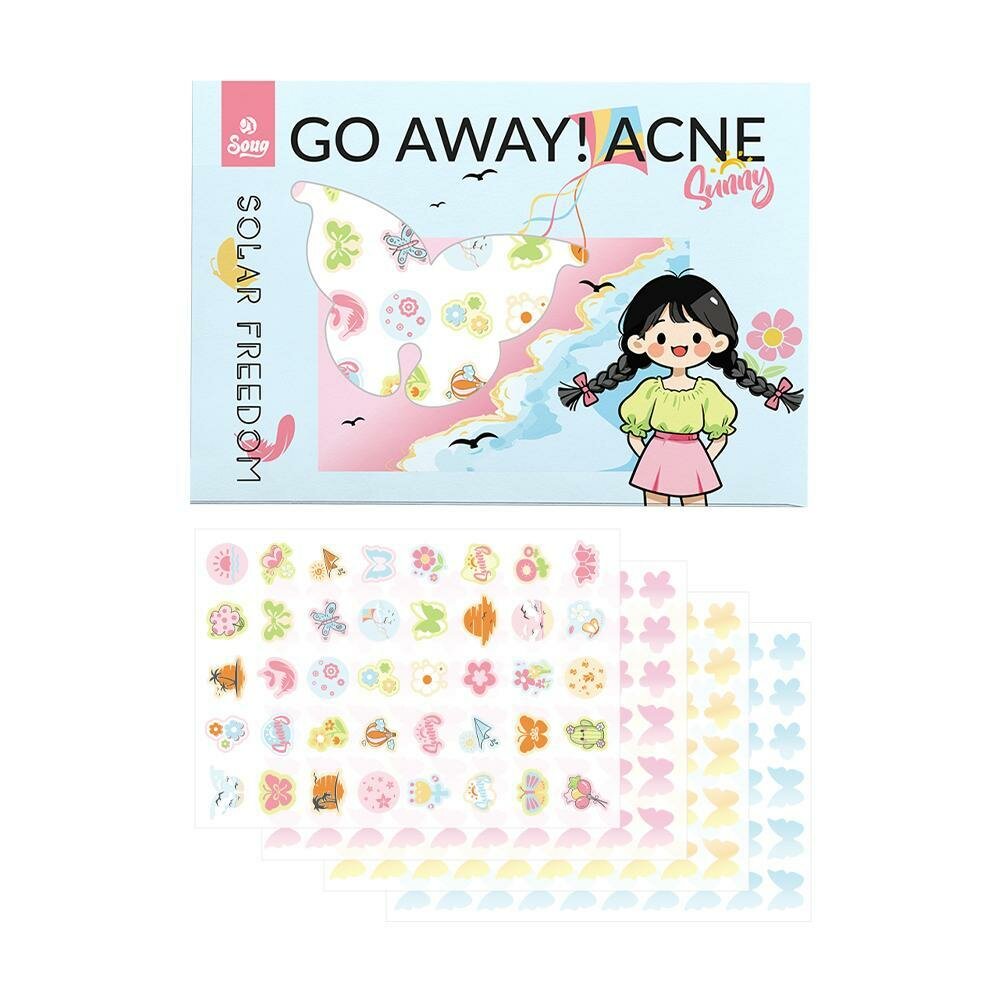 Патчи от прыщей большой набор 220 шт, звездочки для лица, маскирующие пластыри от акне и следов