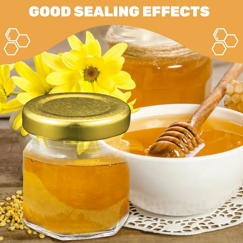 Стеклянная шестиугольная банка с крышкой для хранения меда и варенья, 45 мл, набор из 20 шт