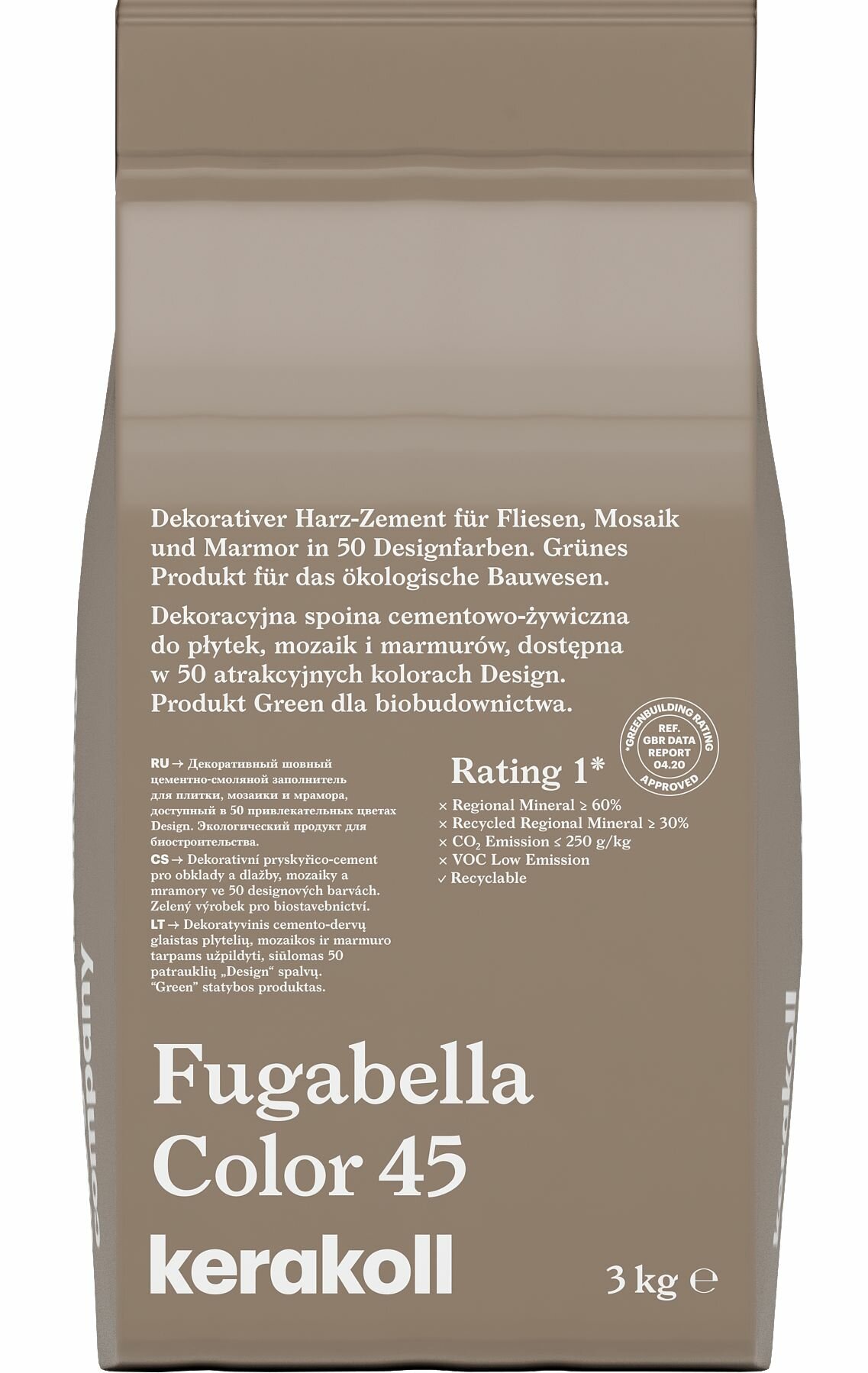 Затирка Kerakoll Fugabella Color, 45 (Коричнево-серый) 3 кг.