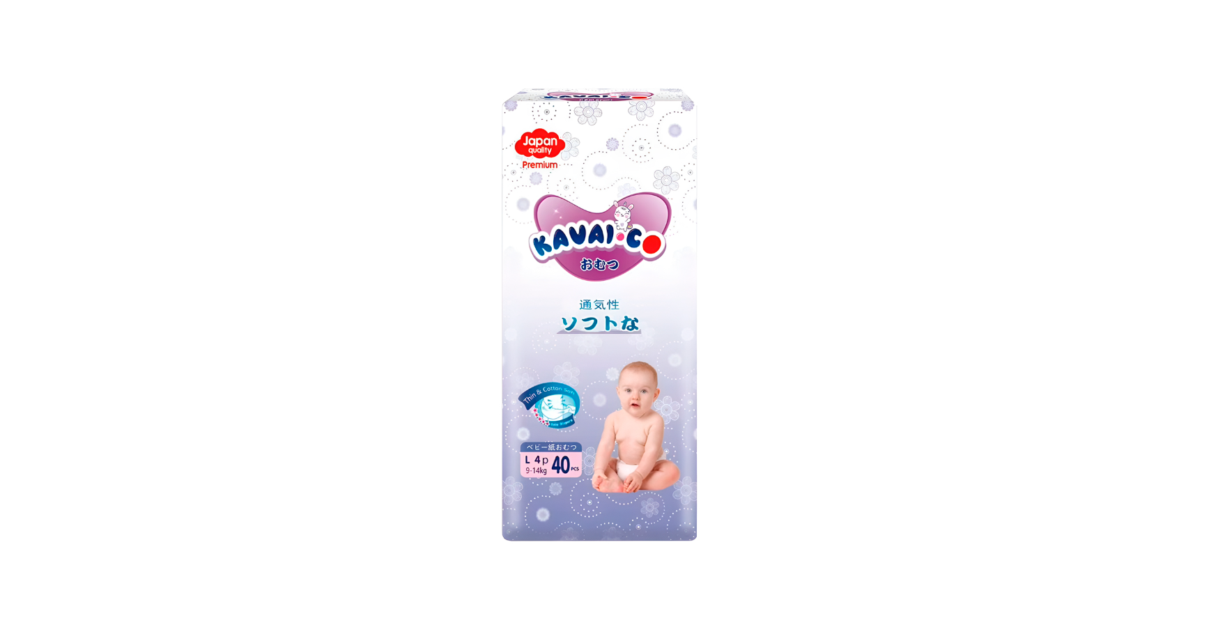 Подгузники Kavai-Co Baby Disposable Diapers L 9-14kg (40 Pcs)