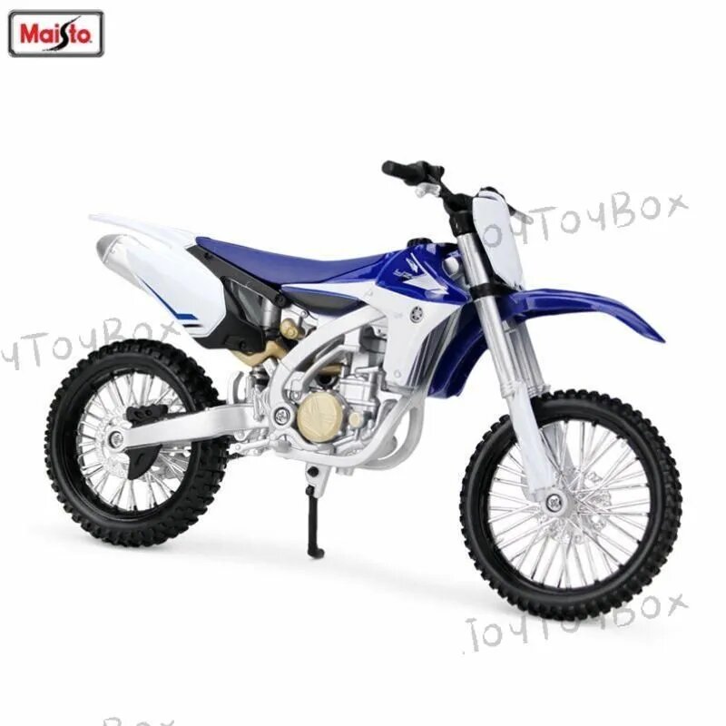Maisto 1:12 Ямаха YZ450F Модель мотоцикла коллекционная, масштаб 1:12, пластик, синий/белый, 1 шт