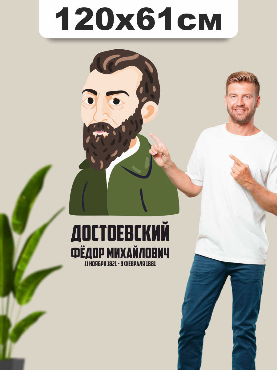 Наклейка на стену Достоевский русская литература для школы