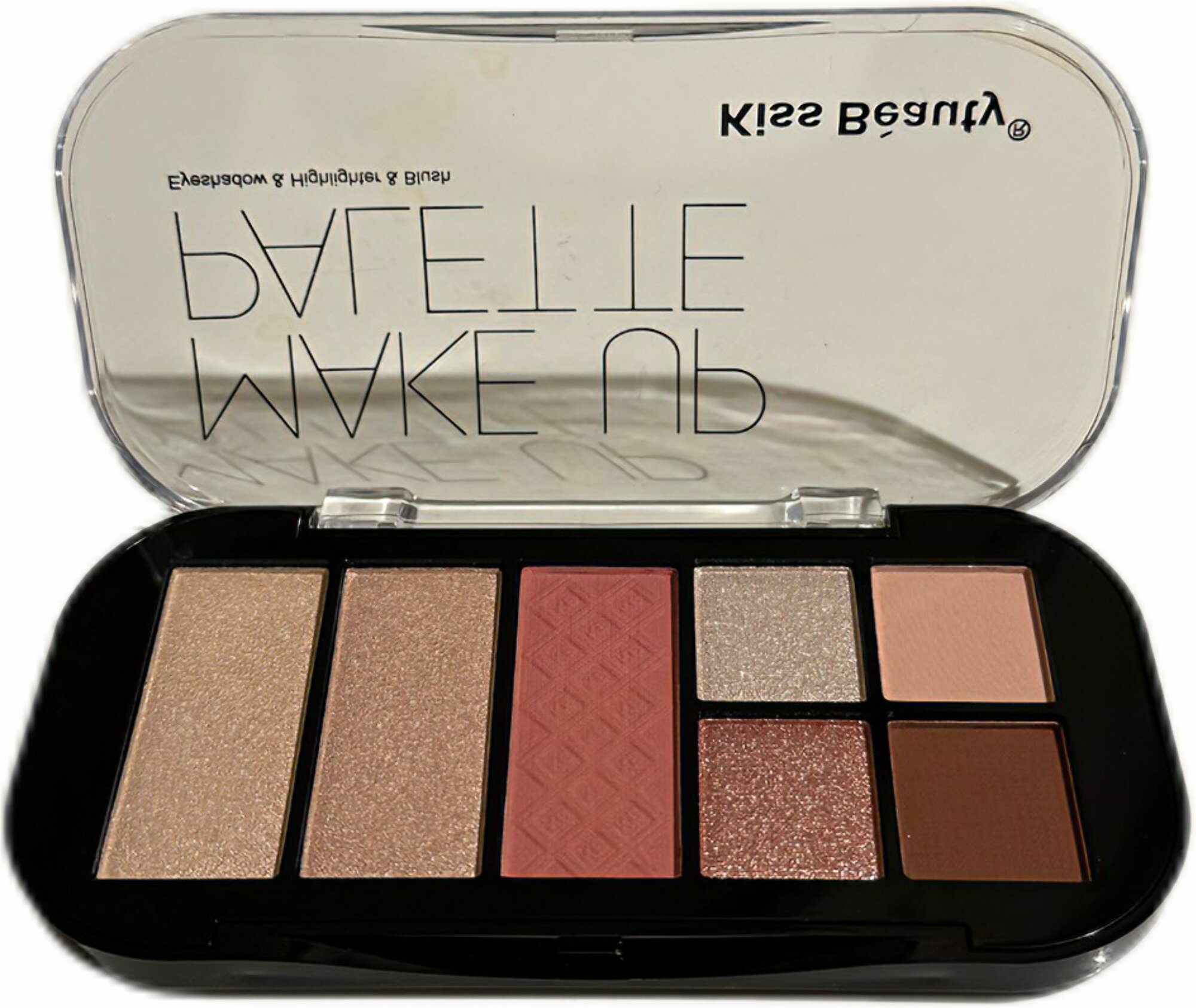 Kiss Beauty Make Up Palette 3 в 1 Тени + Хайлайтер + Румяна 7 Colors Тон 02