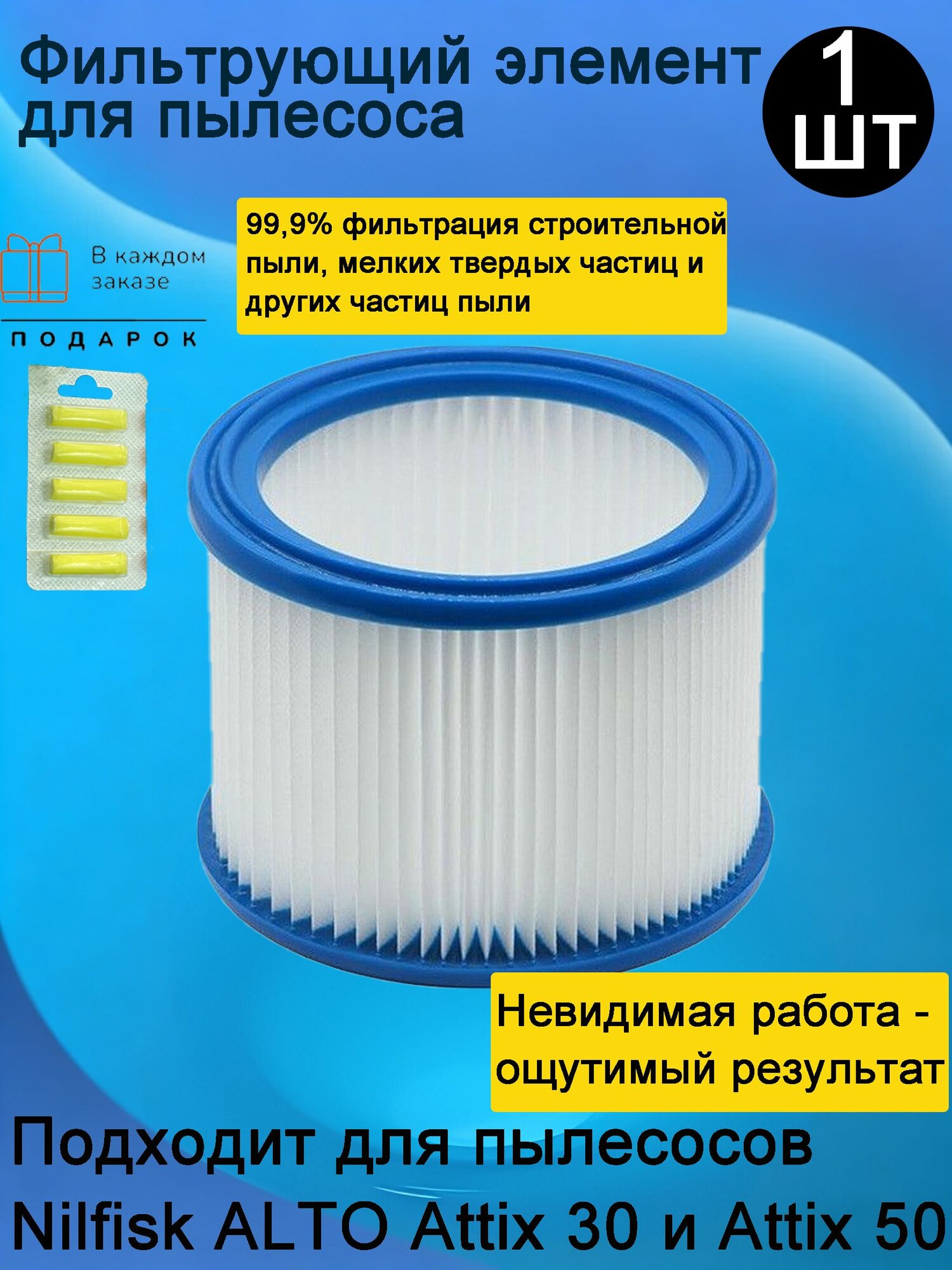 Фильтрующий элемент для пылесосов Nilfisk ALTO Attix 30 и Attix 50