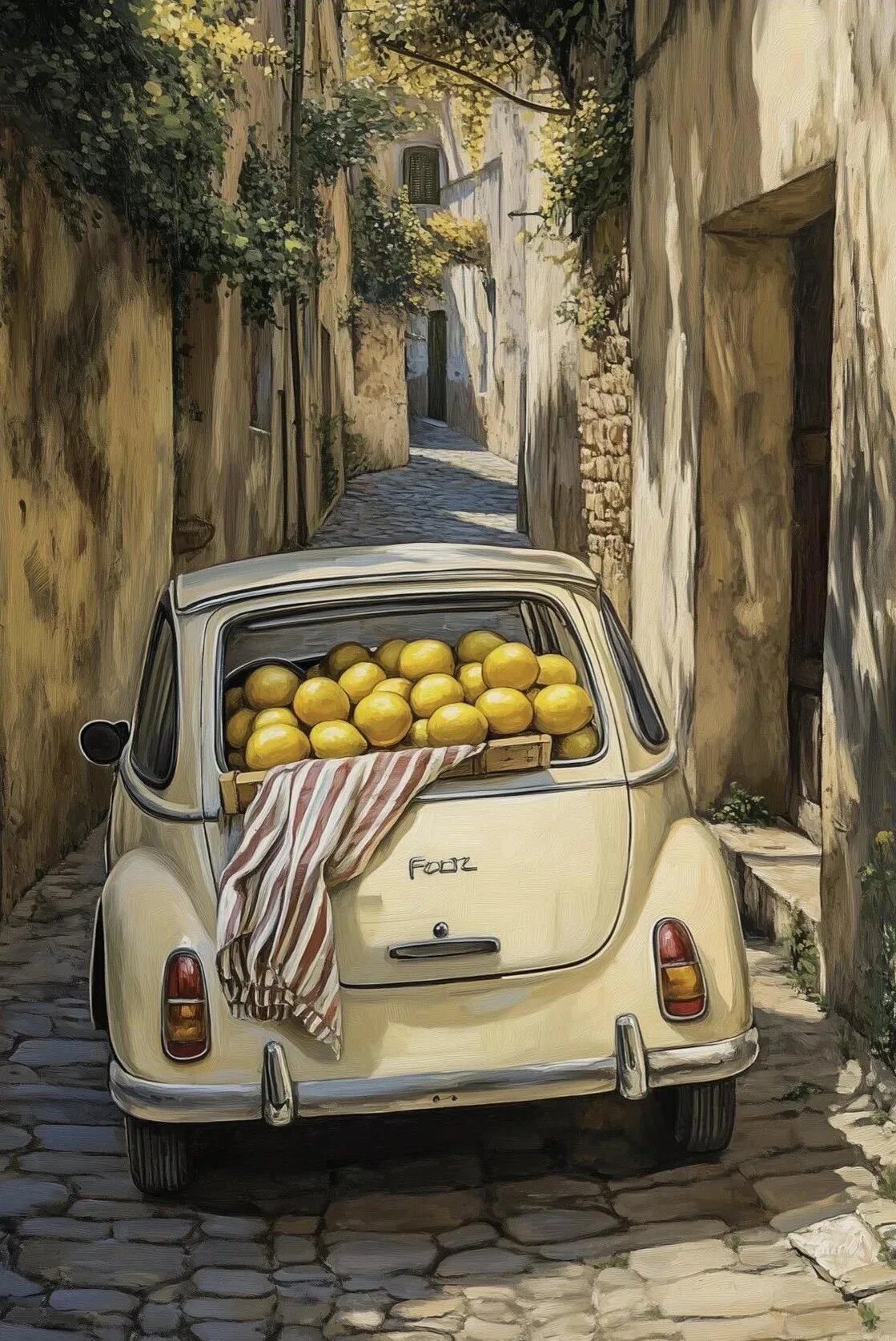 Ретро-пейзаж В Средиземноморском Стиле, Печать На Холсте, Итальянские Лимоны, Апельсины, Оливковые Деревья, Настенное Искусство