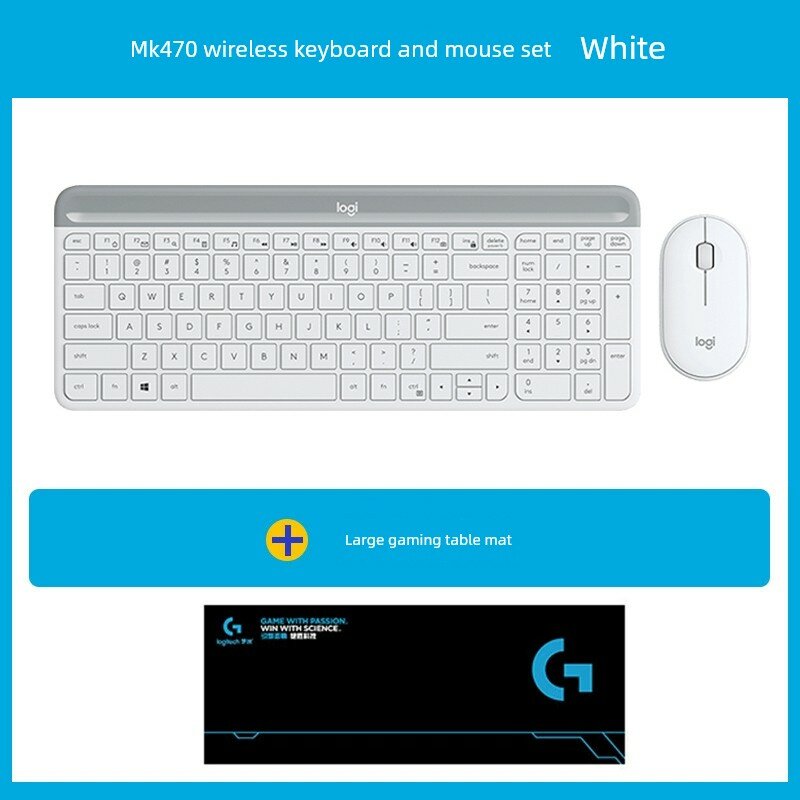 Беспроводной комплект Logitech MK470: бесшумная мышь и клавиатура, легкий и портативный для ноутбука и офиса,