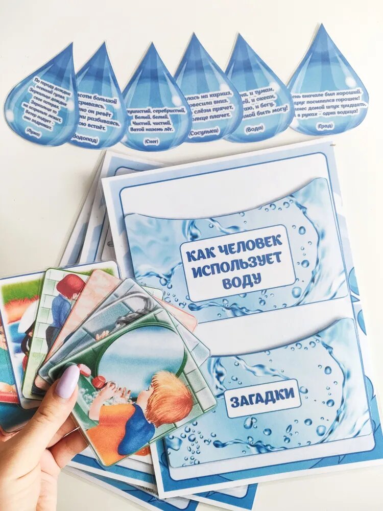Обучающая игра Лэпбук на липучках для детей 3-8 лет, экология и вода, 4 листа А4, 29 деталей — фото 1