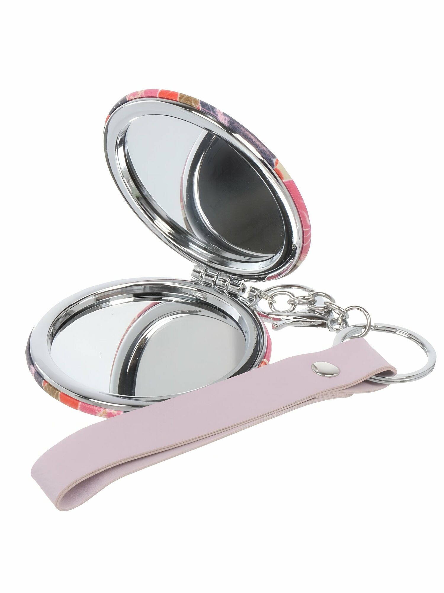 Зеркало карманное косметическое складное с увеличением, круглое металлическое 7 см, разноцветное для макияжа A070021