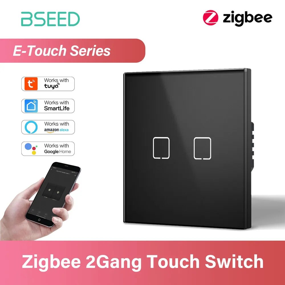 Умный сенсорный выключатель , 1 поста (1+1) умный выключатель с Алисой, ZIGBEE, Smart Life