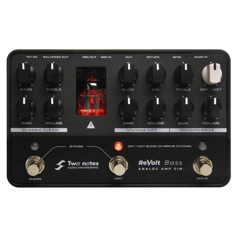 Двухнотный Revolt басовый ламповый преамп эффект-педаль с DI выходом и имитацией усилителя для басистов