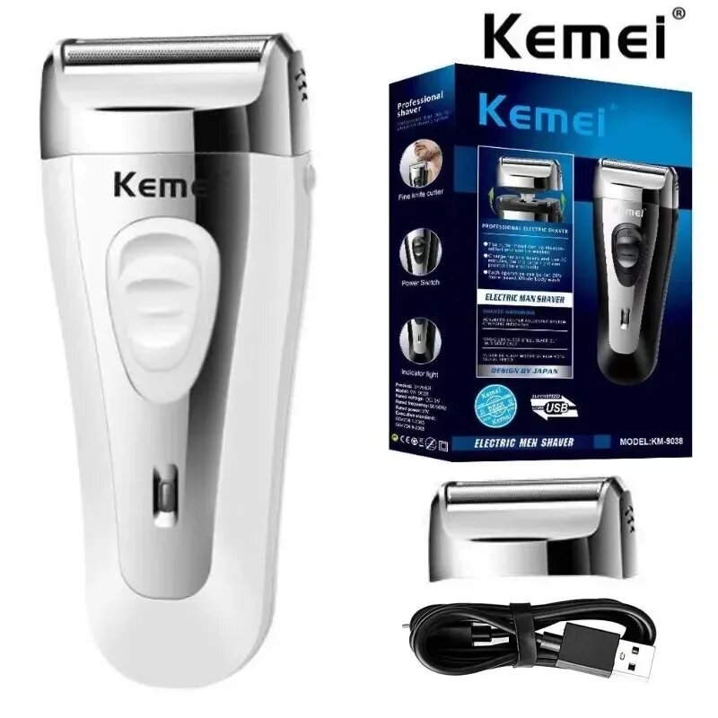 Электробритва Kemei KM-9038, белая