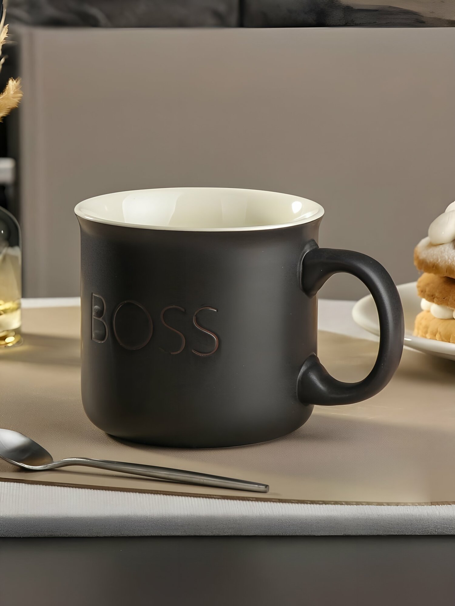 Кружка керамика, 620 мл, Boss, матовая, Daniks, R2250/4358, черная