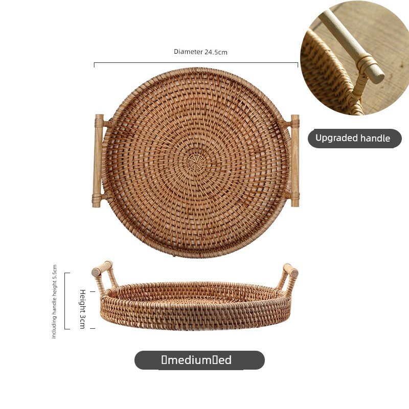 Средняя корзина из ротанга для домашнего обеда, пирожных, пиццы и закусок - одиночная корзина - 14x10 дюймов