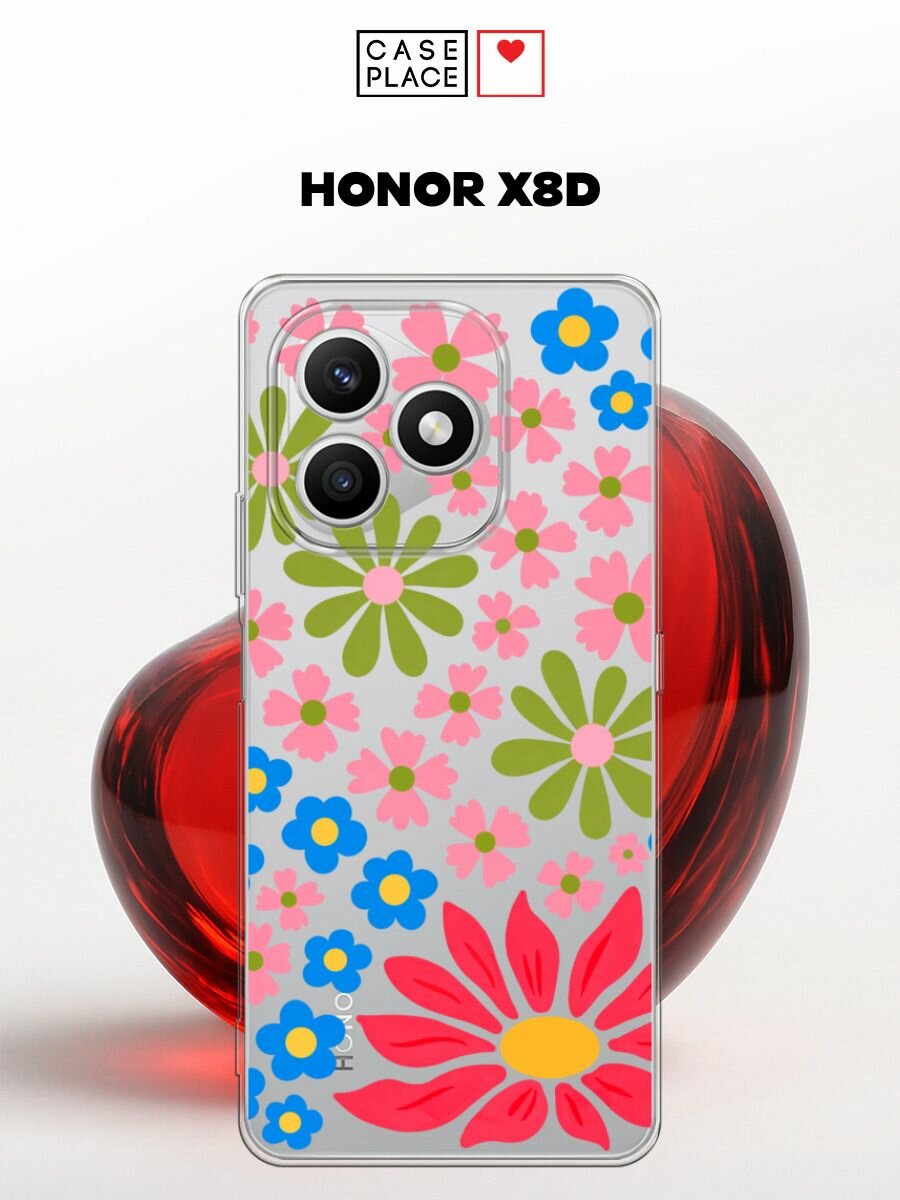 Чехол на Honor X8d / Хонор X8d с принтом Яркий узор с цветами