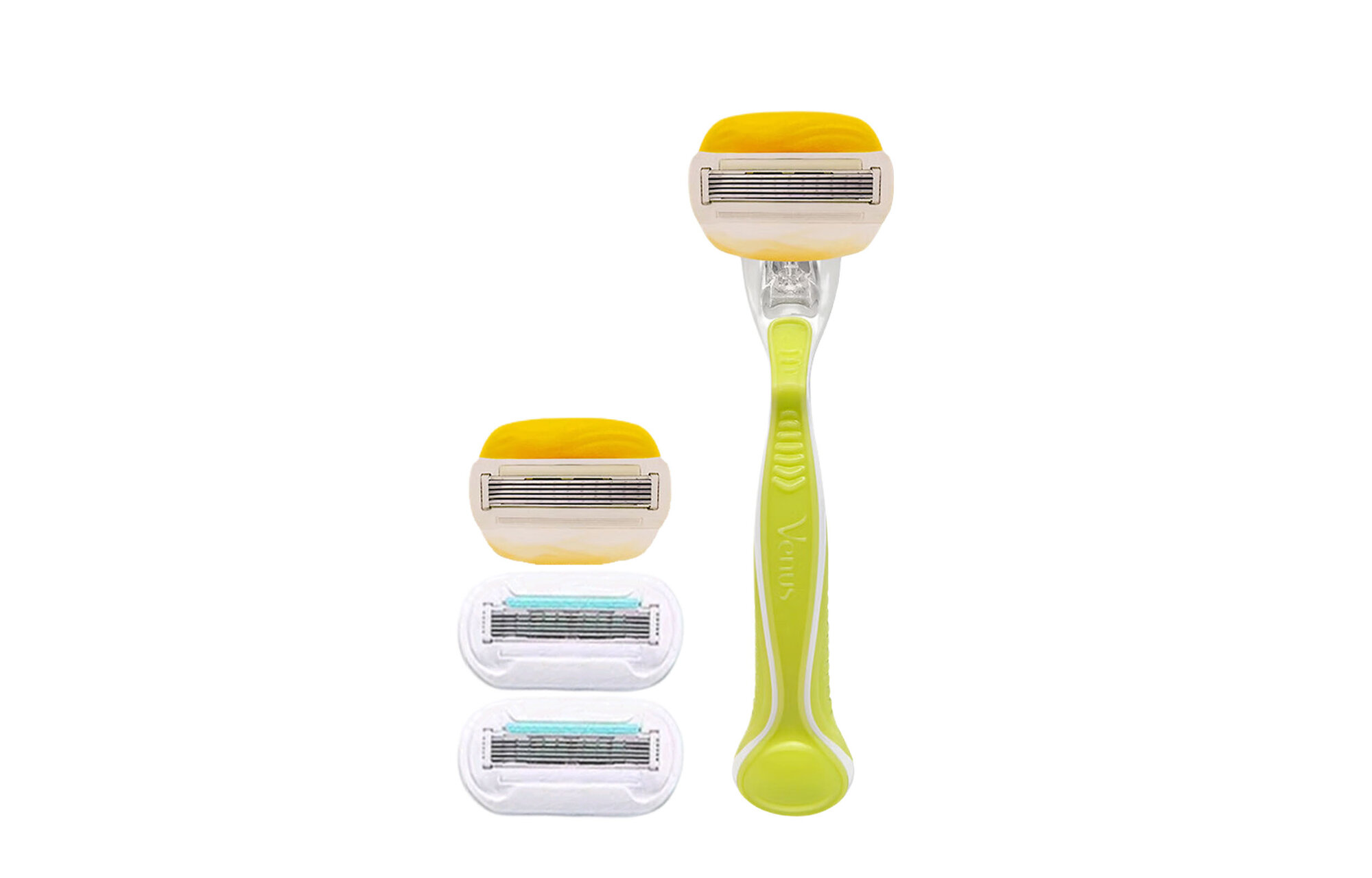 Бритва мужская Gillette Venus Skin Cushion, Three-Piece Set: Coconut Knife Racks+Tropical Coconut Scented Blade Heads *2+Aloe Vera Blade Heads *2