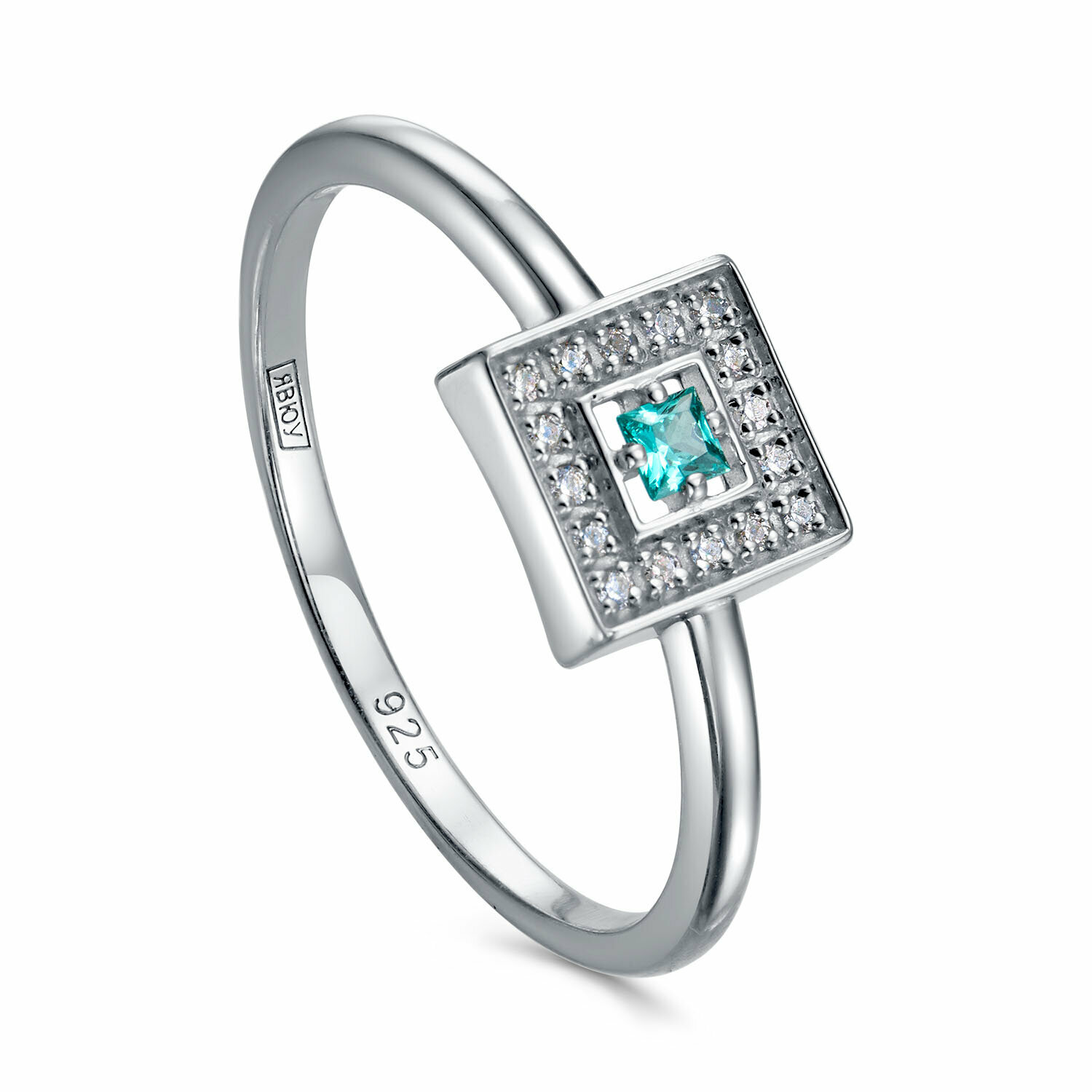 Кольцо тонкое, серебро, 925 проба, родирование, Swarovski Zirconia