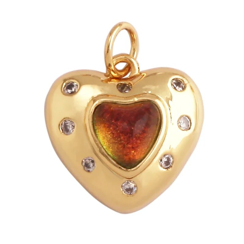 Позолоченная подвеска сердце L221729-Orange Gold
