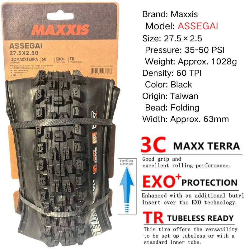 Maxxis Assegai 27.5x2.5, 3CT, EXO, черная горная шина