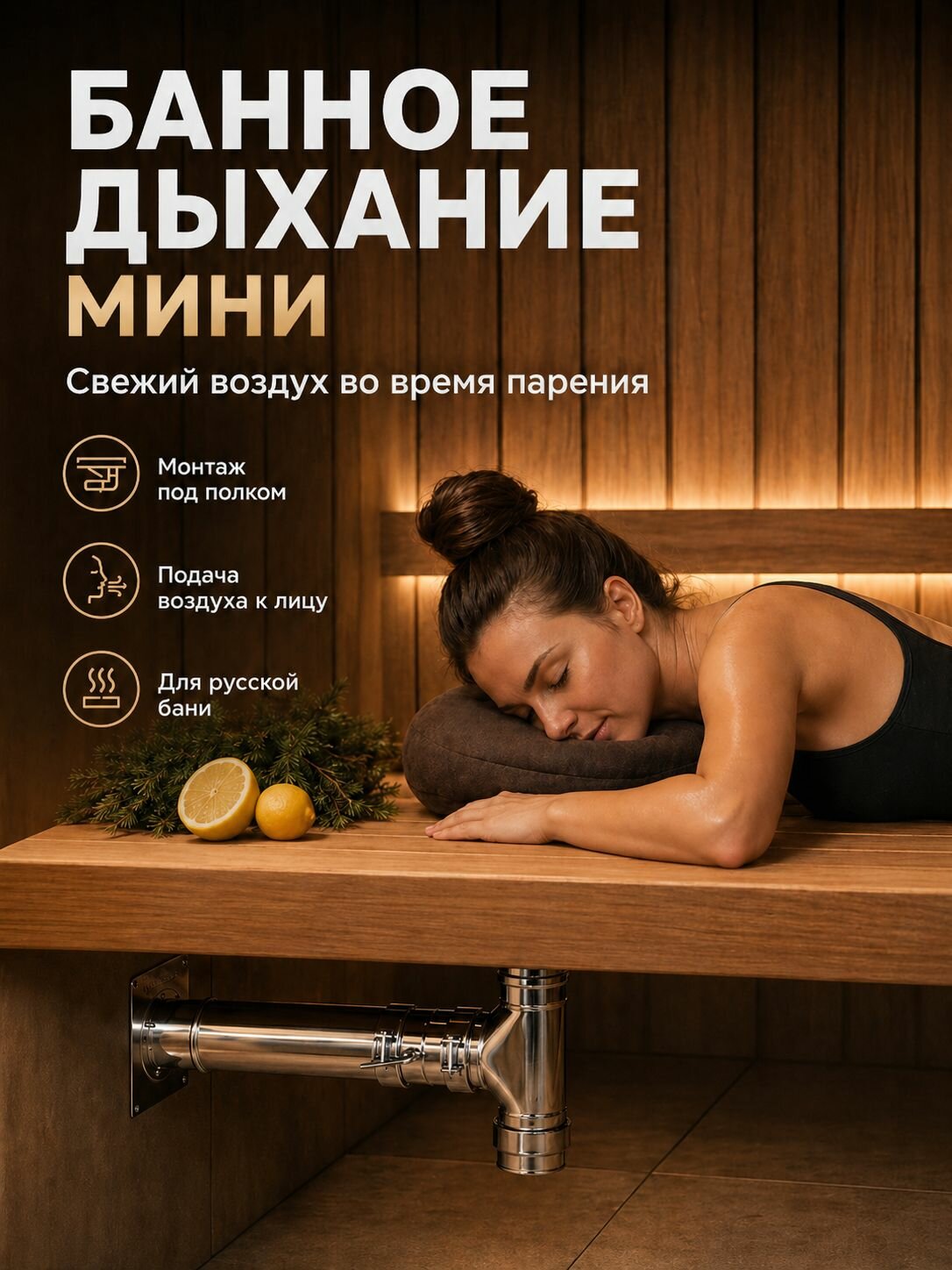 Второе дыхание для бани мини, нержавейка, приточная вентиляция свежего воздуха во время парения EASYPAR