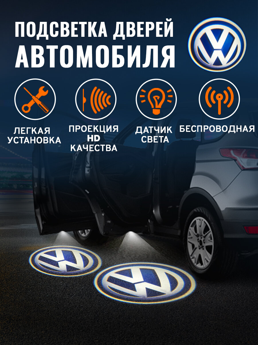 Проекция логотипа авто фольксваген Подсветка двери с логотипом