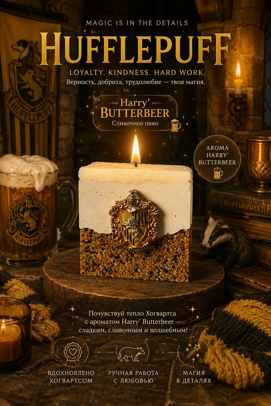 Ароматическая свеча из вселенной Гарри Поттера, Пуффендуй / Hufflepuff