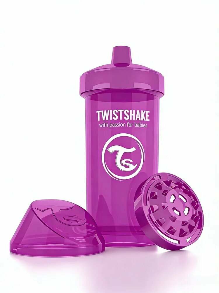 Детский поильник-непроливайка с силиконовым твёрдым носиком Twistshake Kid Cup, 360 мл, от 12 мес. фиолетовый
