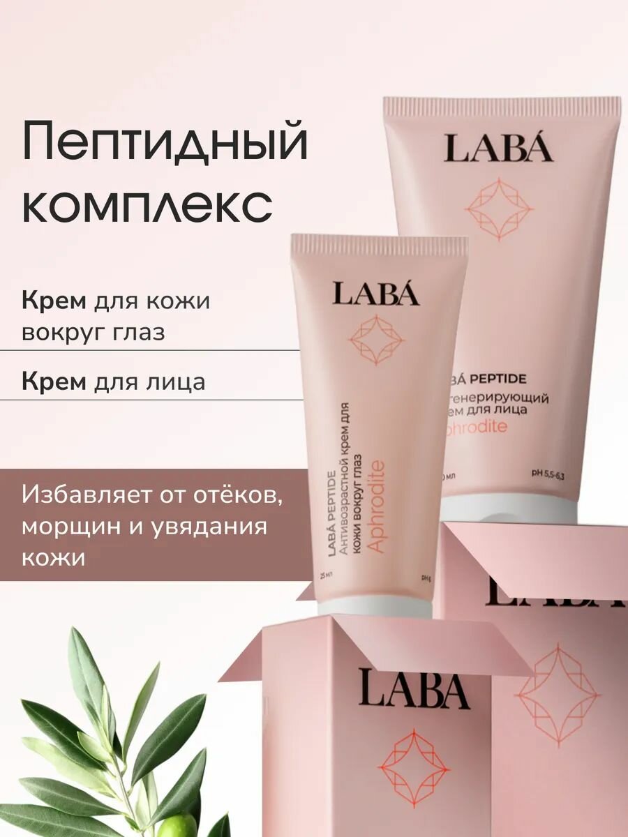 Набор уходовой косметики для лица: крем для лица с пептидами, крем для век