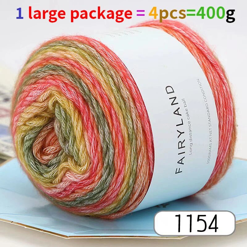 Радужная пряжа 100 г, хлопок/акрил 1154-400g