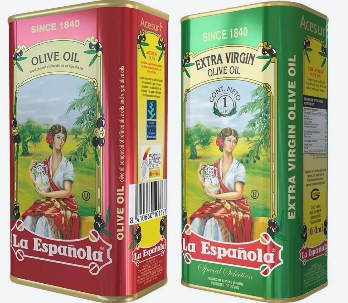 Набор оливковых масел "La Espanola" Olive Oil Classic и Extra Virgin - 2 шт. по 1 л