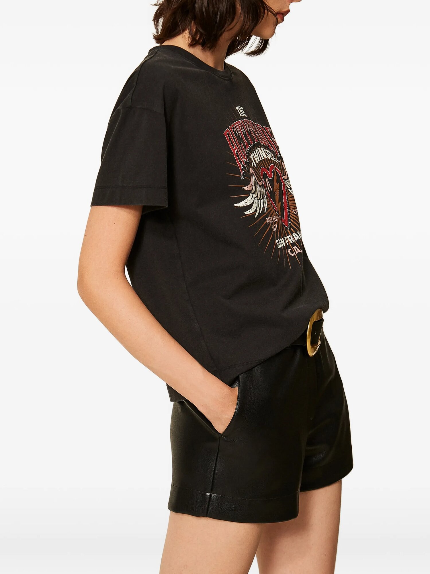 Шорты Twinset Milano Faux-leather shorts, размер 38 — фото 1
