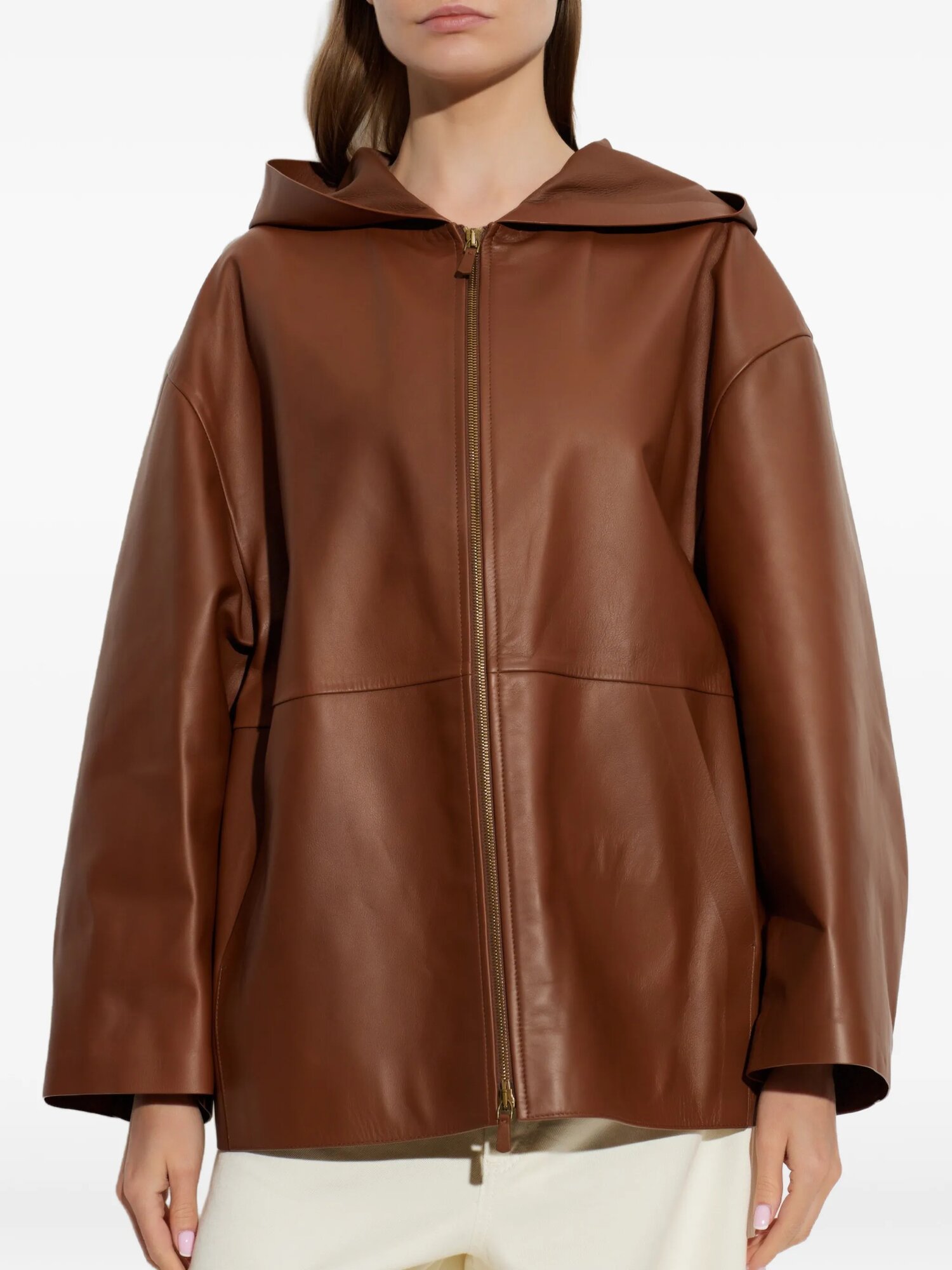 Куртка Max Mara Hooded leather jacket, размер 40 — фото 1
