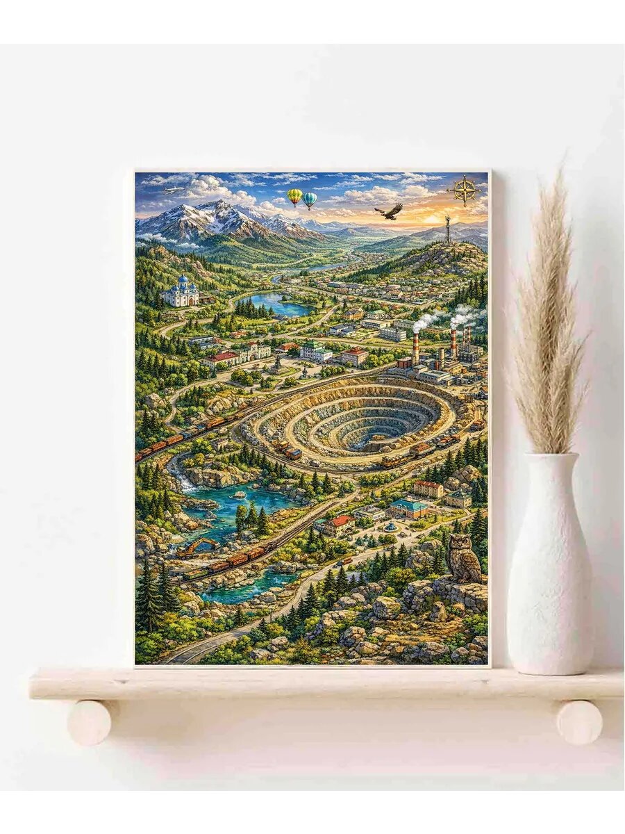 Сорск, Россия, Fantasy Map, Карта, Плакат 30x42см