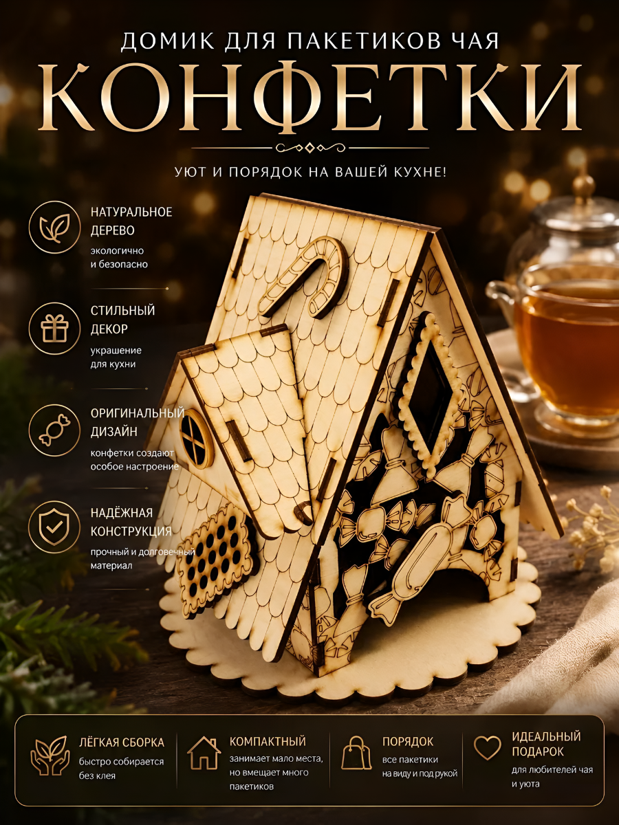 Домик для пакетиков чая "Конфетки"