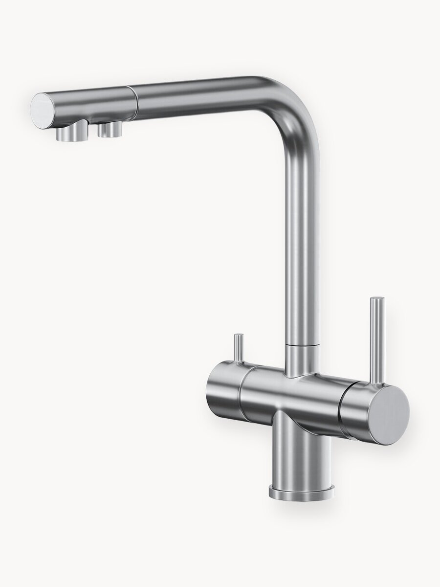 Смеситель Reflexion Lago RX9903SS для кухни с подключением к фильтру, полированная сталь