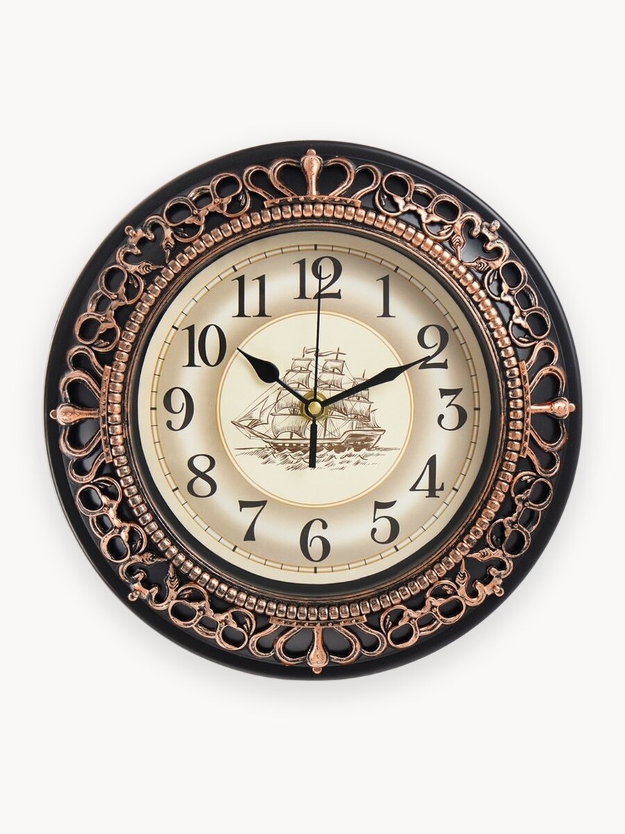 Часы настенные интерьерные «Фрегат», d - 25 см, плавный ход, арабские цифры